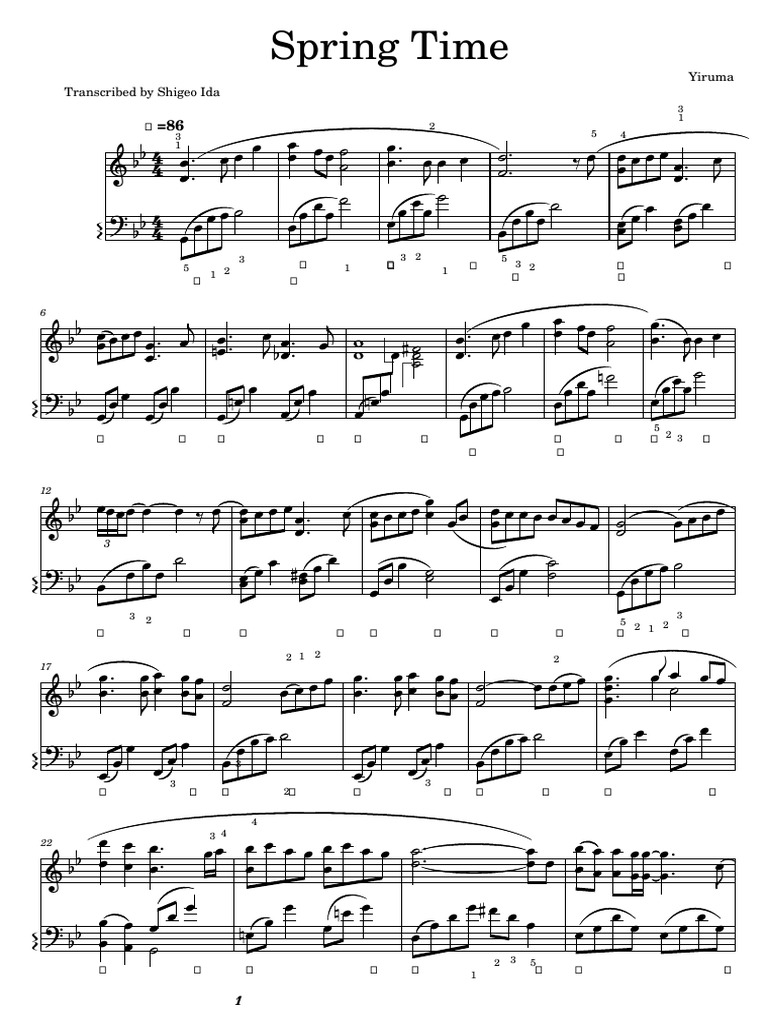 Yiruma Spring Time Sheet Music Transcription | PDF
