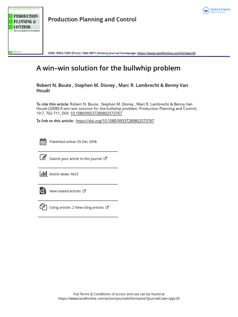 A Win Win Solution For The Bullwhip Problem | PDF | Inventory | Variance