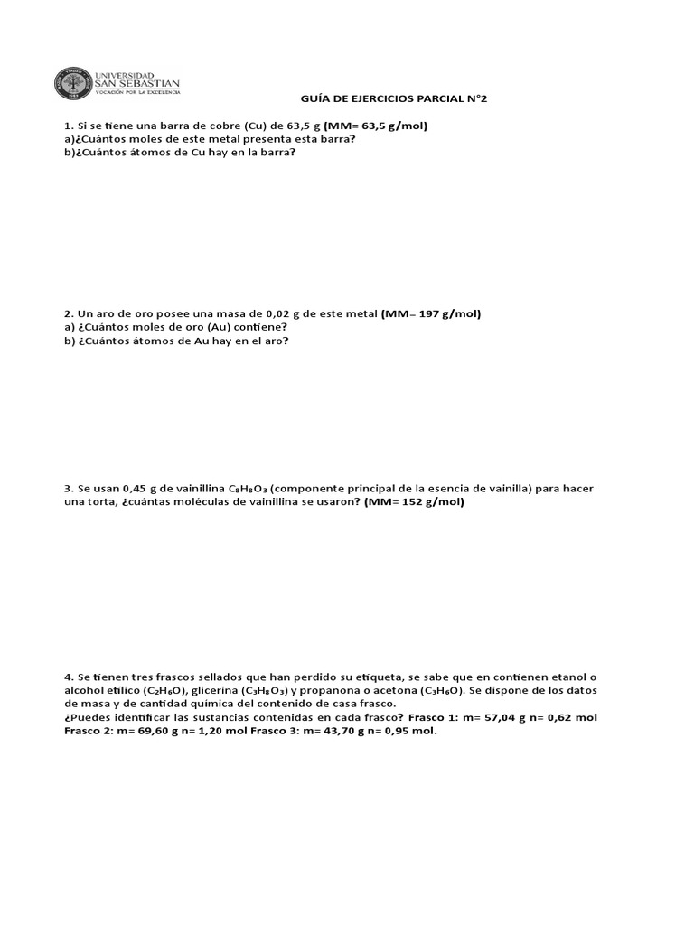 Ejercicios de Química: Moles y Reacciones | PDF