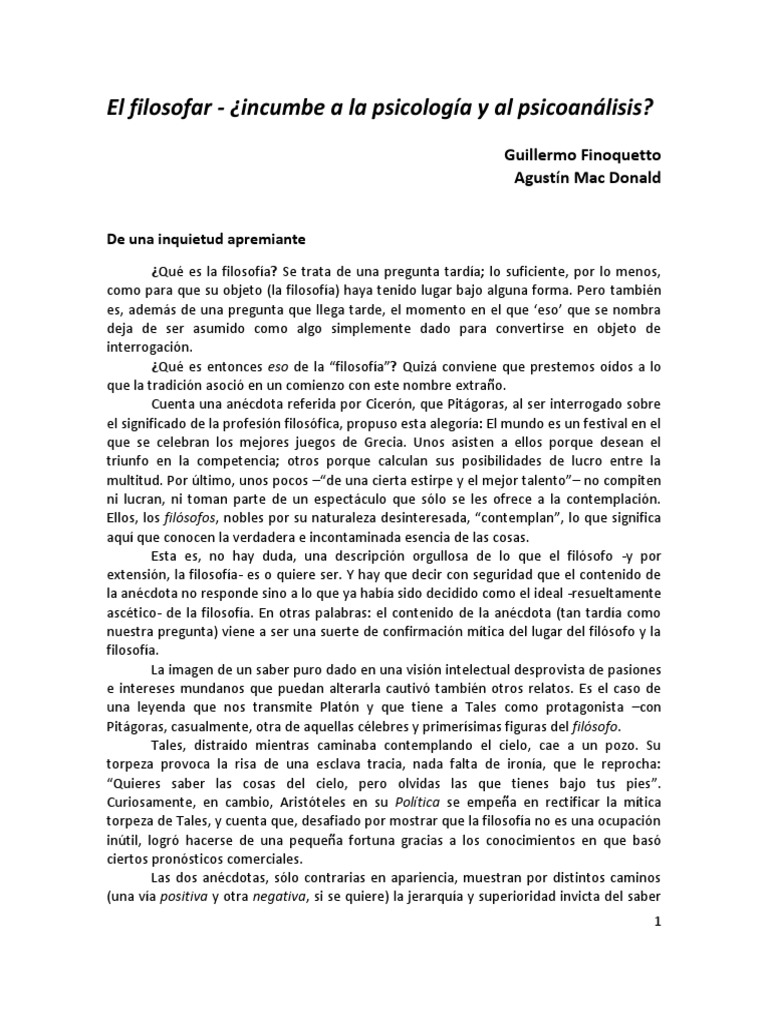 FINOQUETTO, Guillermo y MAC DONALD, Agustín - El Filosofar Incumbe A La ...