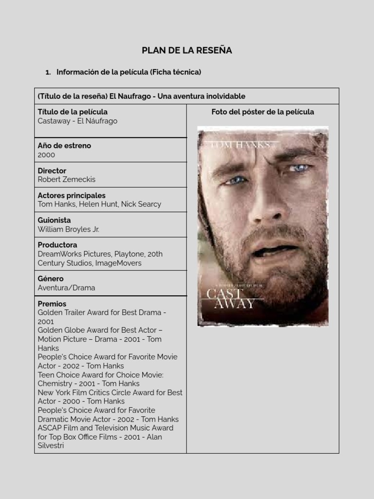 Castaway 2007 Movie Review in Spanish | PDF