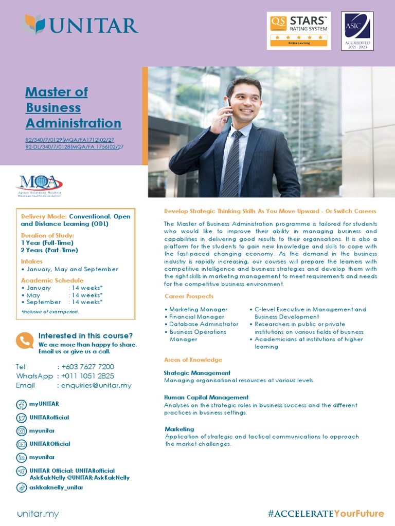 MBA Program Overview at UNITAR | PDF | Master Of Business ...