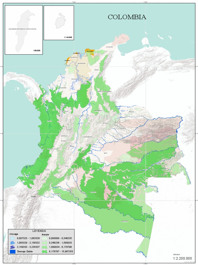 Mapa Colombia Bosques y Cienagas | PDF | Colombia