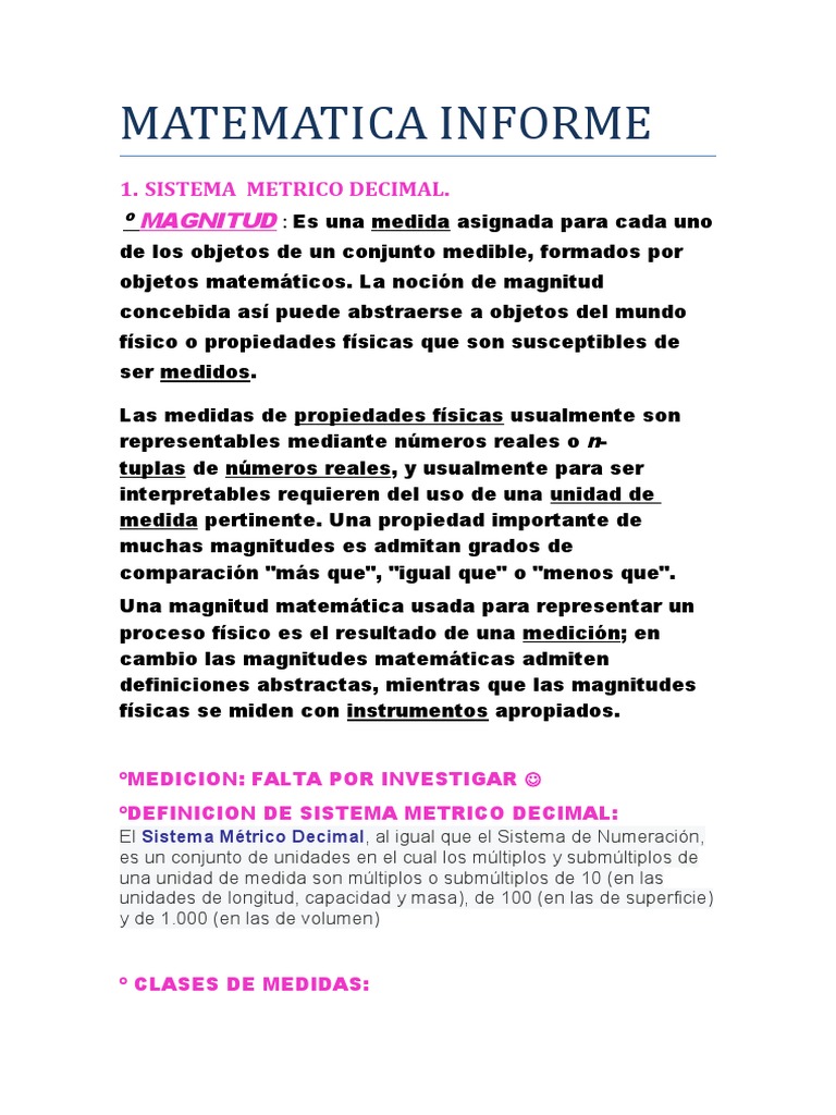 Matematica Informe | PDF