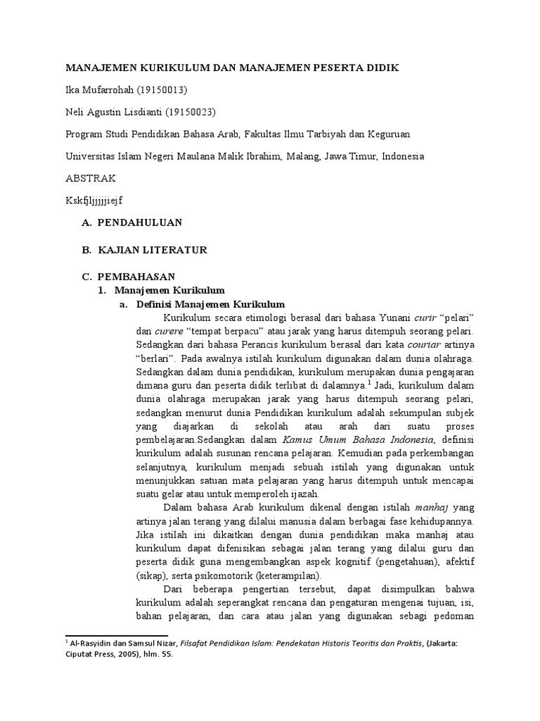 Manajemen Kurikulum Dan Manajemen Peserta Didik | PDF | Karier & Perkembangan | Sains & Matematika