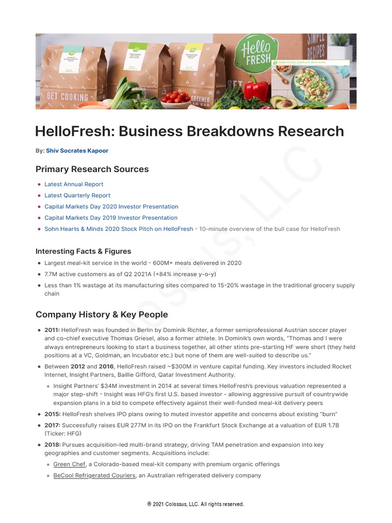 HelloFresh 商业模式参考 | PDF | Supply Chain | Brand