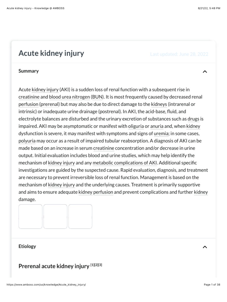 Acute Kidney Injury - Knowledge at AMBOSS | PDF