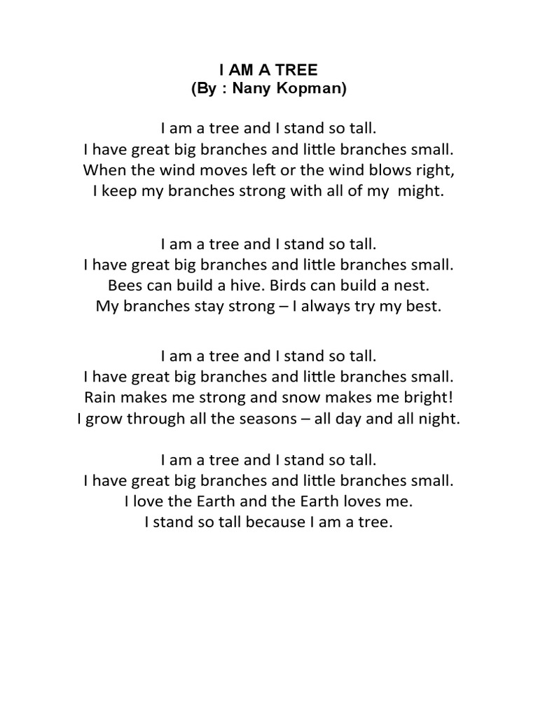 I Am A Tree | PDF | Language Arts & Discipline | Home & Garden