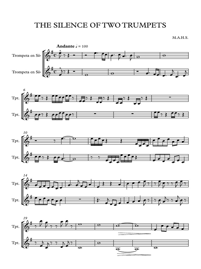 THE SILENCE OF TWO TRUMPETS - Partitura Completa PDF | PDF