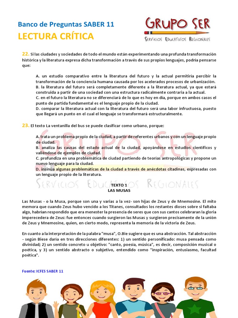 GRUPO SER SABER 11 - Texto 3 Las Musas PDF | PDF | Musa | Mitología griega