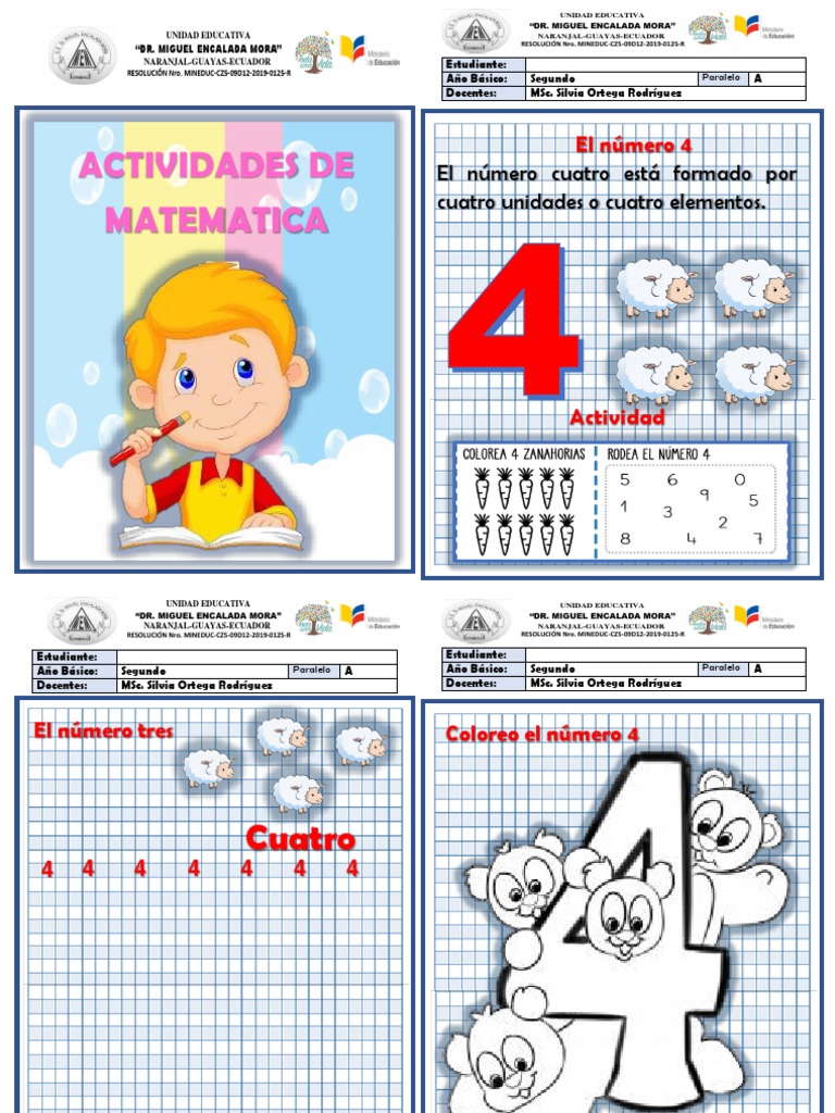 Actividades sobre el número cuatro | PDF
