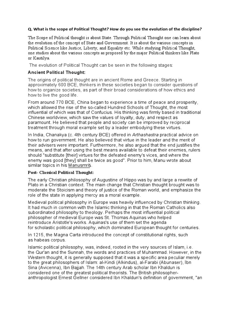 POLITICAL THOUGHT SCOPE, - Modern Classical, Etc PDF | PDF | Political ...