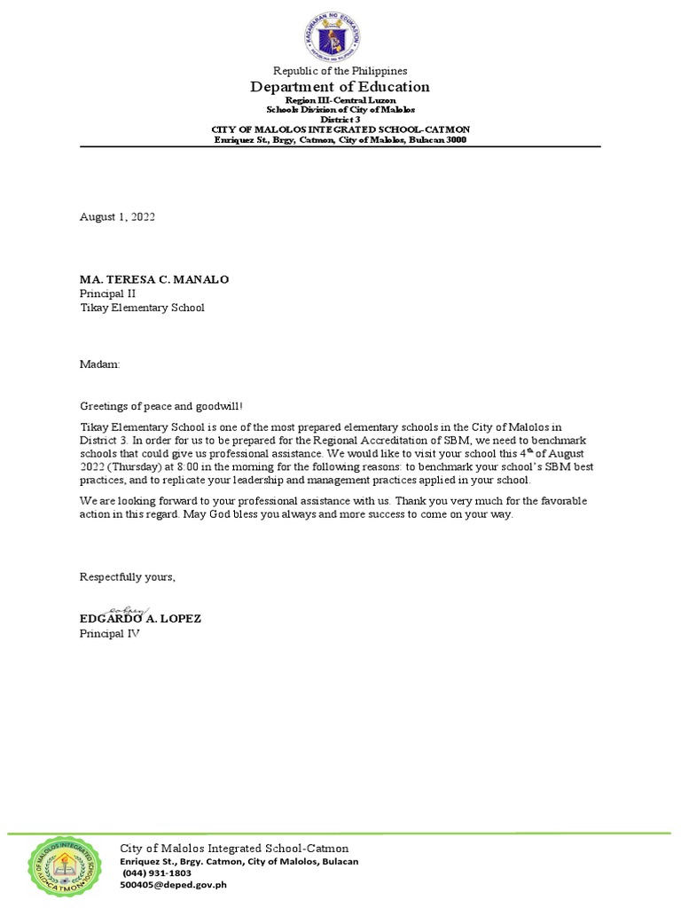 Letter For Benchmarking | PDF Letter For Benchmarking | PDF