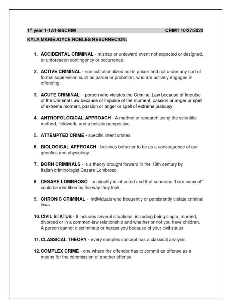 Crim1 (Definition) | PDF | Crimes | Crime & Violence