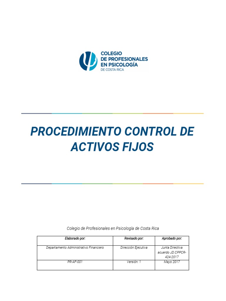 P0 AF 001 Política Control de Activos Fijos | PDF | Contabilidad ...
