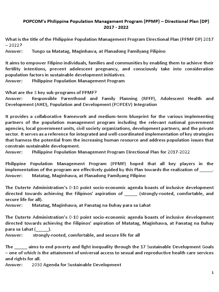 PPMP Directional Plan 2017-2022 | PDF | Employment | Family Planning