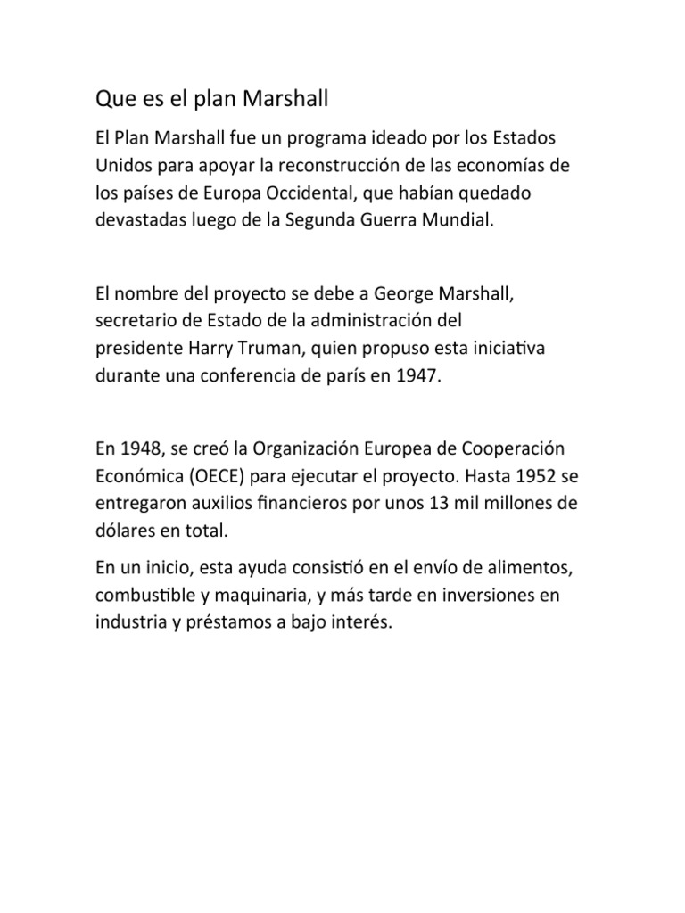 Que Es El Plan Marshall | PDF | plan Marshall | Europa