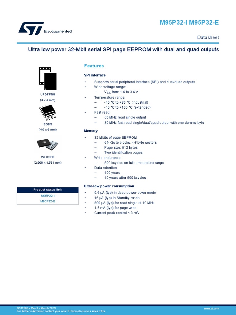 Ultra Low Power 32-Mbit Serial SPI Page EEPROM With Dual and Quad Outputs | PDF | Input/Output ...