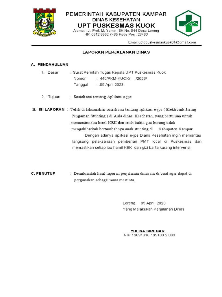 Laporan Perjalanan Dinas (LPD) 2023 | PDF