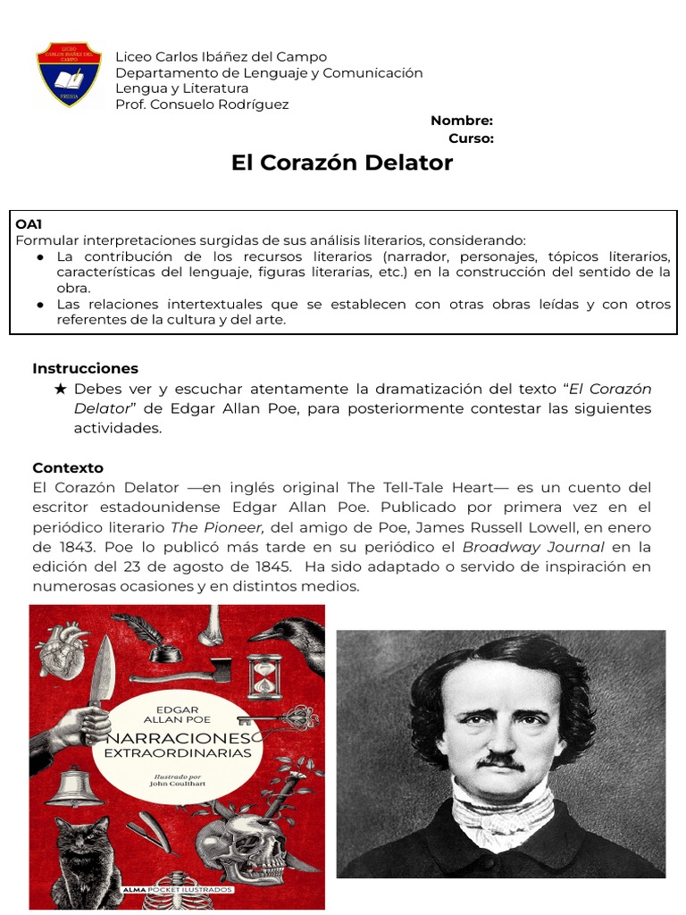 Corazón Delator. Guia | PDF | Edgar Allan Poe