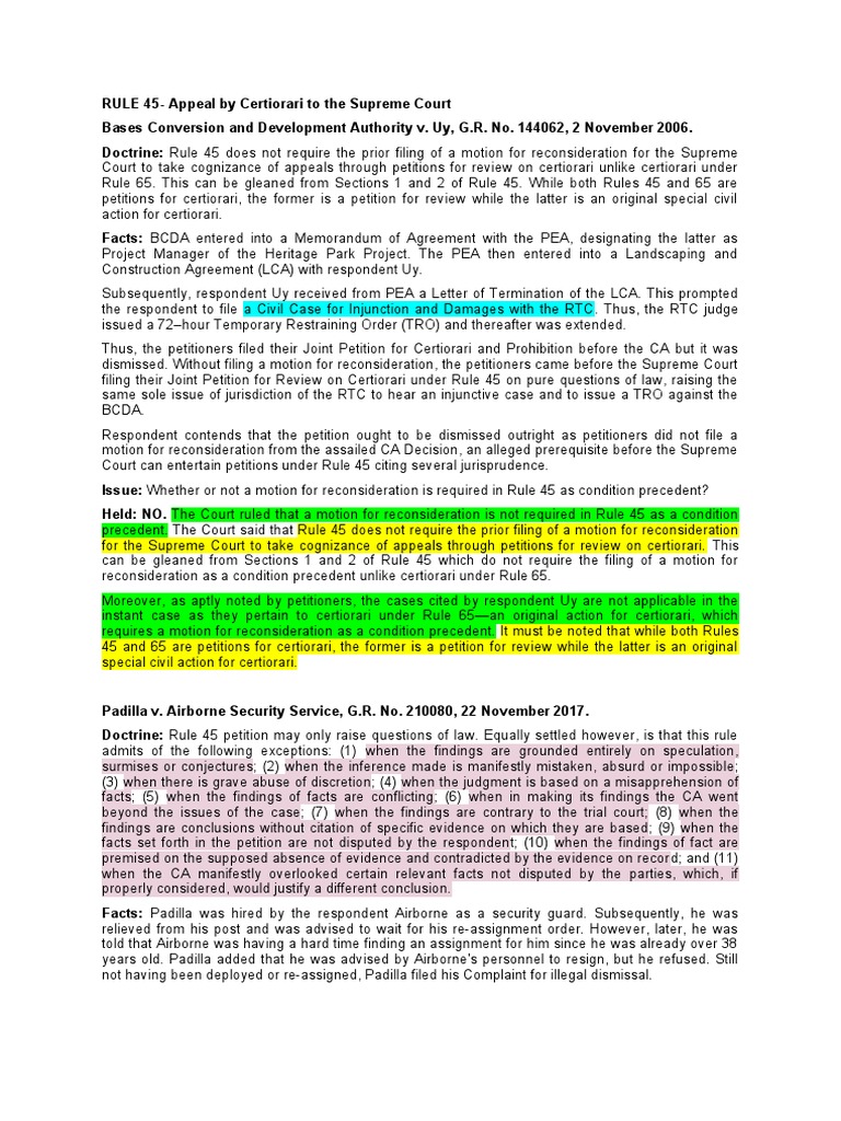 RULE 45 - Appeal by Certiorari To The Supreme Court | PDF | Certiorari ...