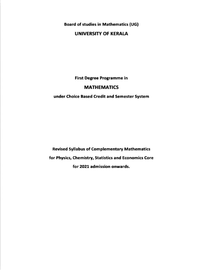 7 B Revised Syllabus of Complementary Mathematics For Physics Chemistry ...