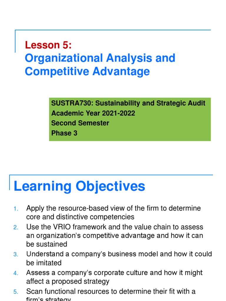 Lesson 5 Organizational Analysis and Competitive Advantage PDF | PDF ...