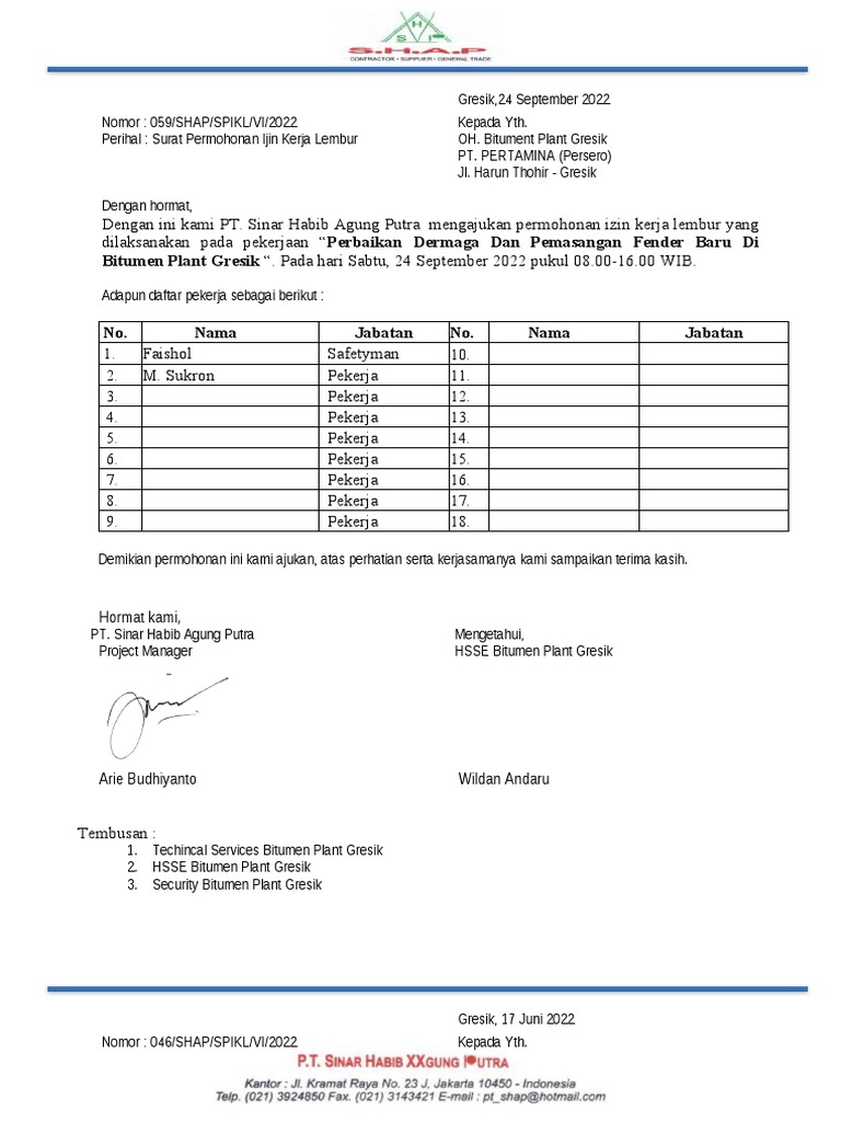 Form Izin Kerja Lembur | PDF