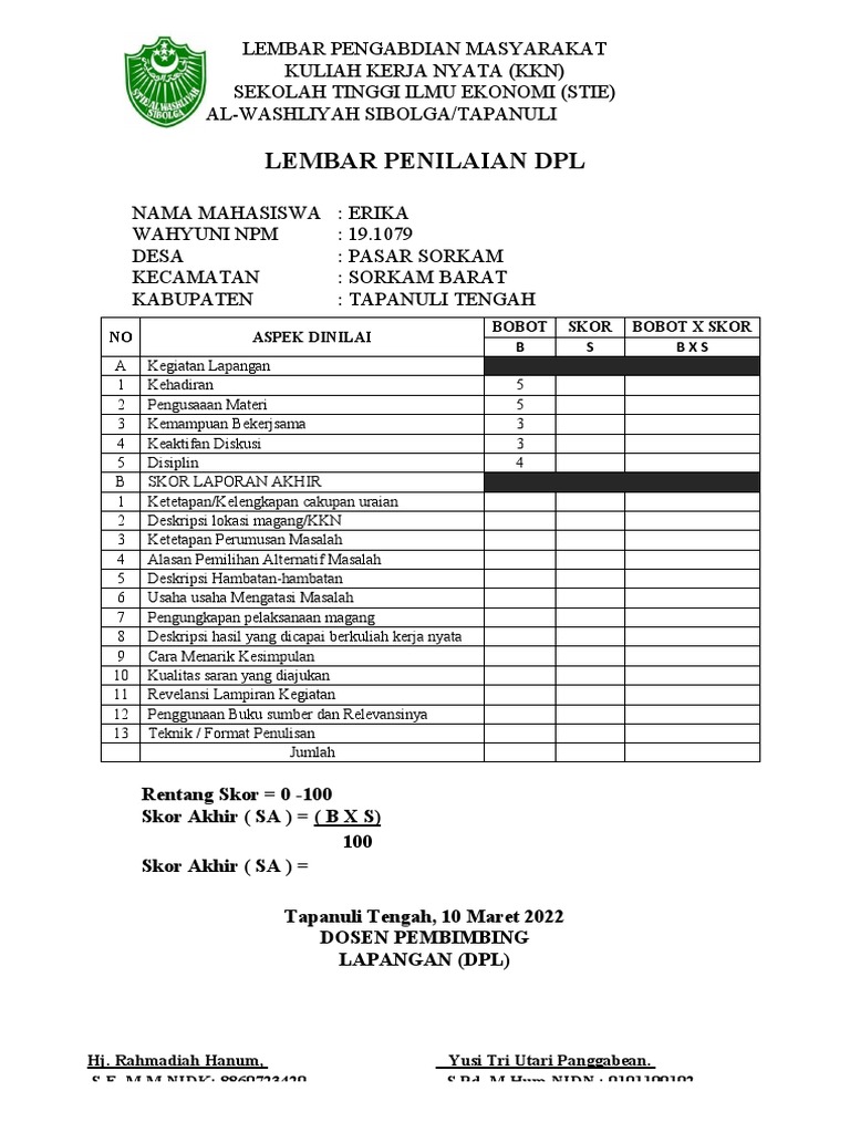 Penilaian DPL | PDF