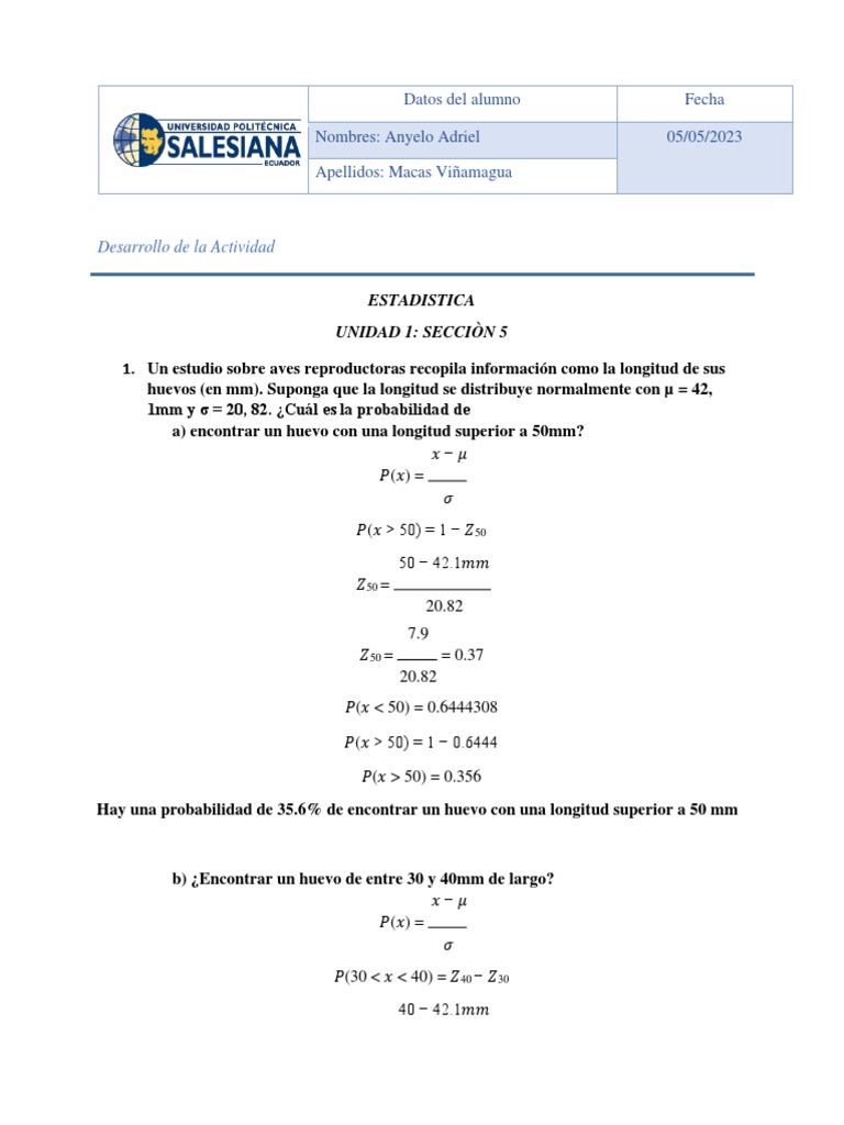 Anyelo Macas Estadistica U1 T4 | PDF | Colesterol | Hipercolesterolemia