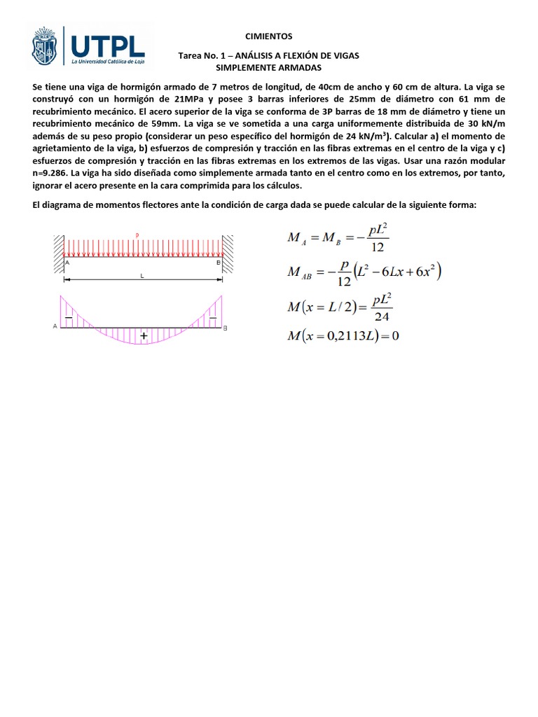 Tarea 1 - Análisis a flexión de vigas | PDF