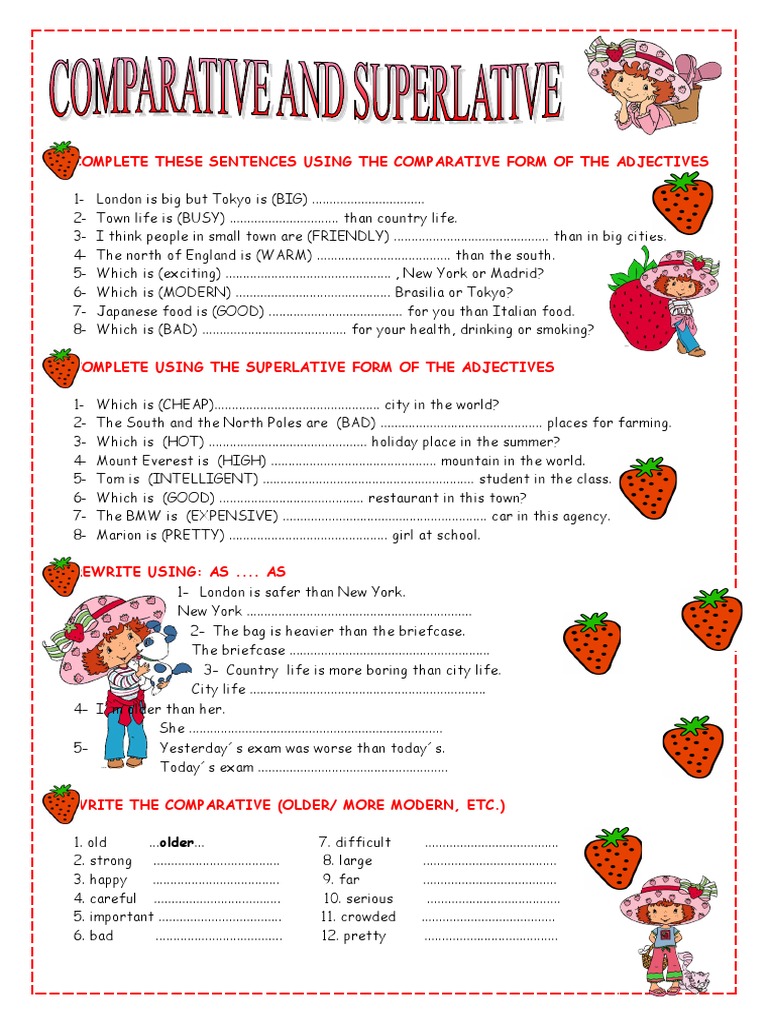 Comparative and Superlative Adjectives Worksheet | PDF | Home & Garden