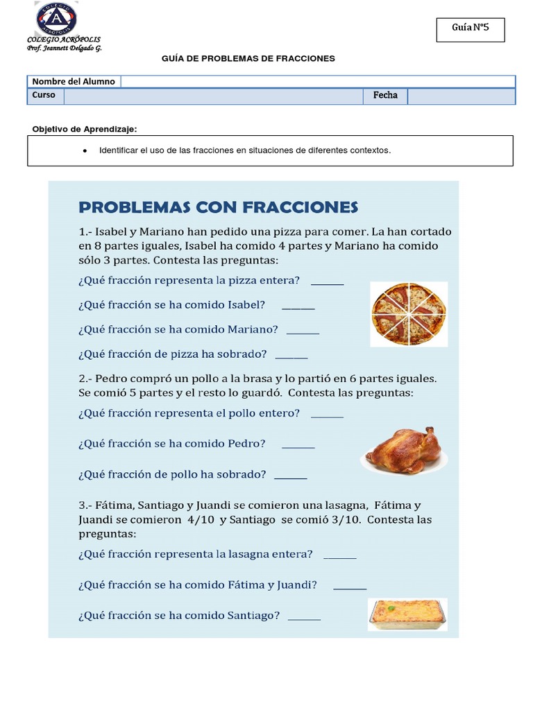 PROBLEMAS CON FRACCIONES | PDF