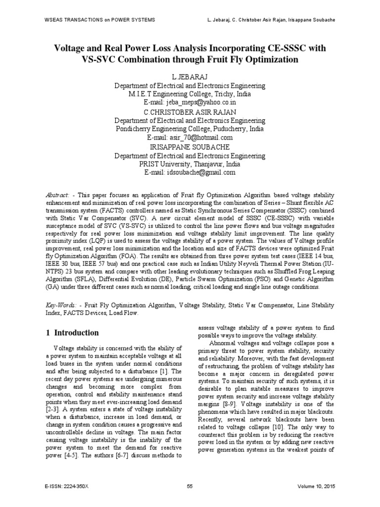 Voltage And Real Power Loss Analysis Incorporating Ce Sssc With Pdf