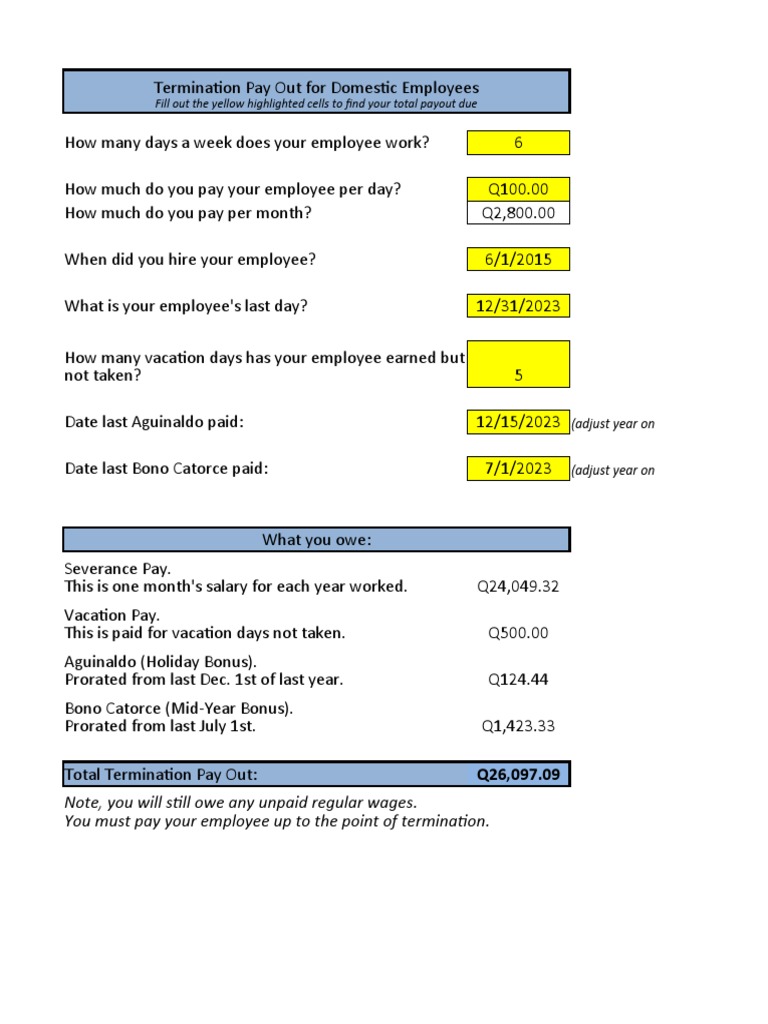 Termination Pay Calculation Guide | PDF | Employment | Industrial Relations