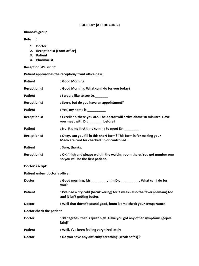 Khansa Roleplay Dialogue PDF | PDF | Pharmacy | Therapy