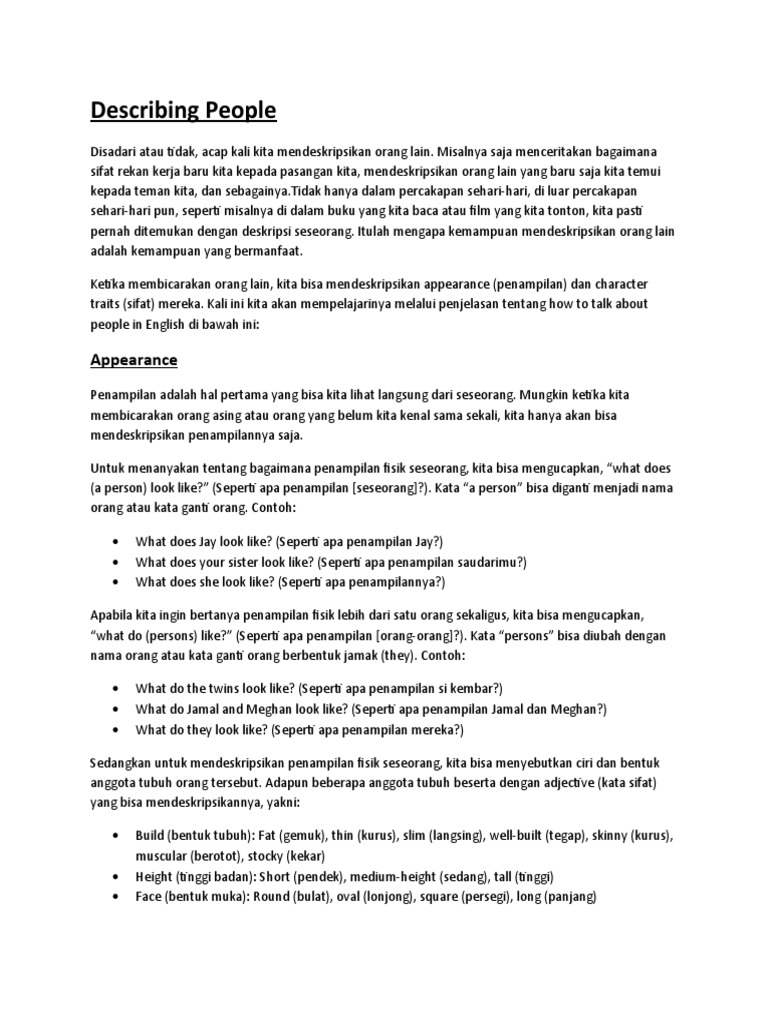 Materi Describing People | PDF
