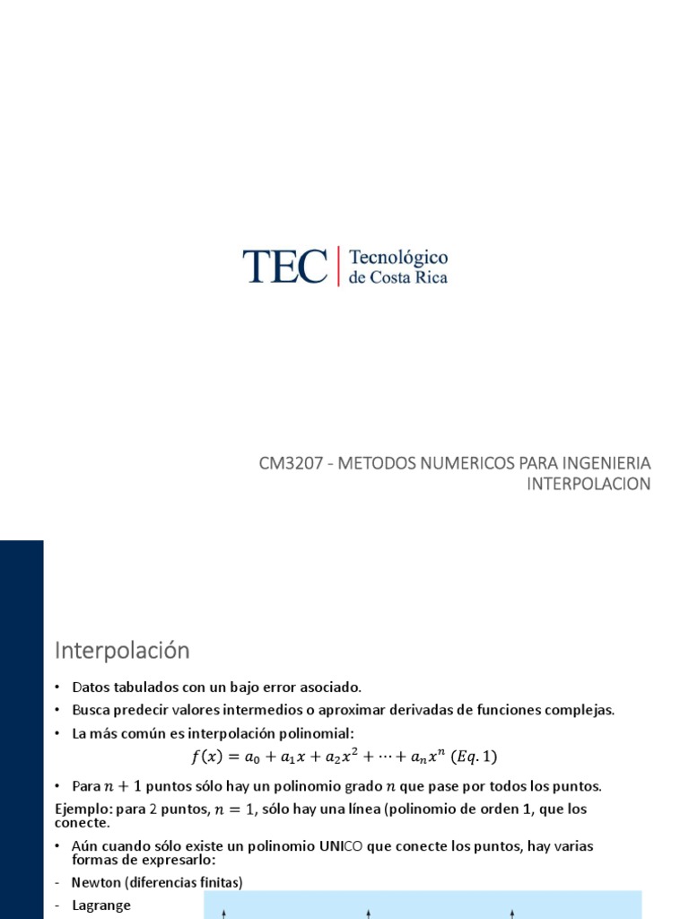MN08 - Interpolación | PDF | Ecuaciones | Análisis numérico