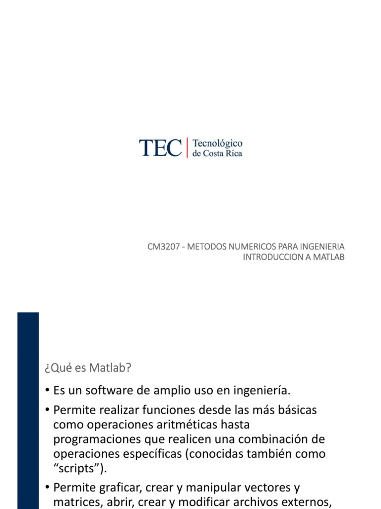 MN01 - Introduccion Matlab | PDF | Matriz (Matemáticas) | Lenguaje de escritura