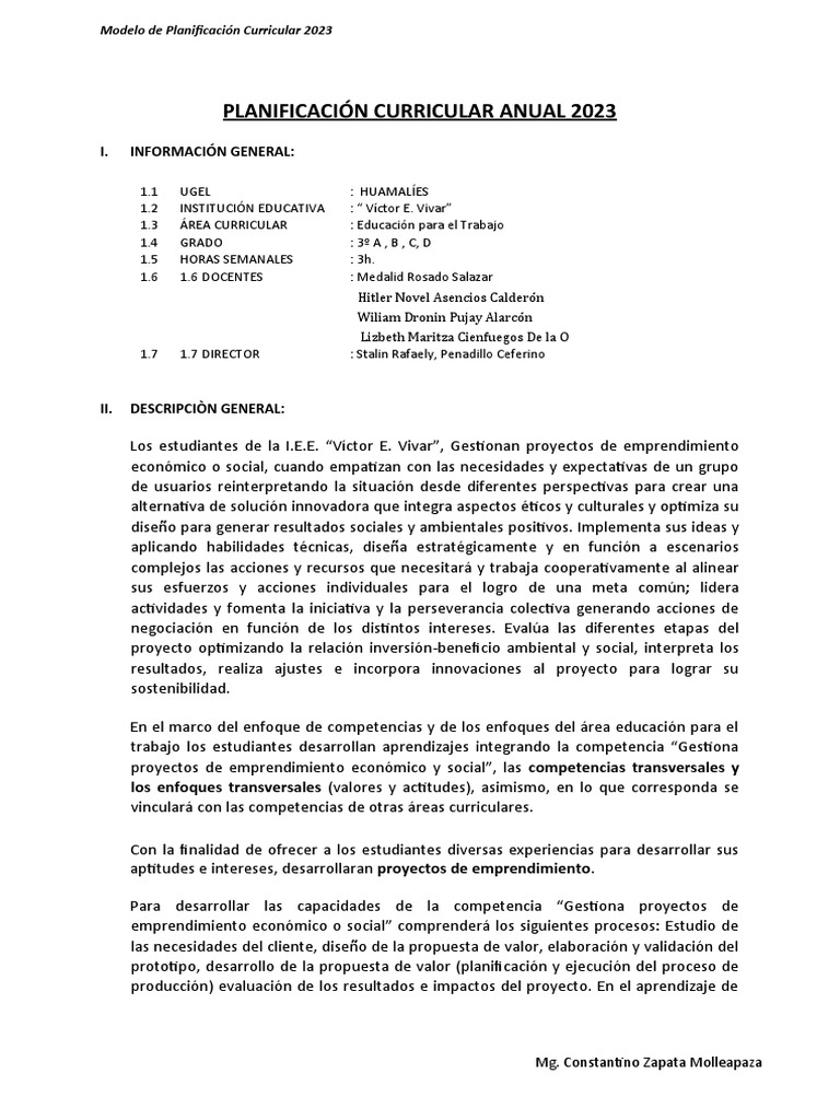P3 - Planificacion Anual EPT 3º-2023 Sin SFT | PDF | Aprendizaje | Plan de estudios