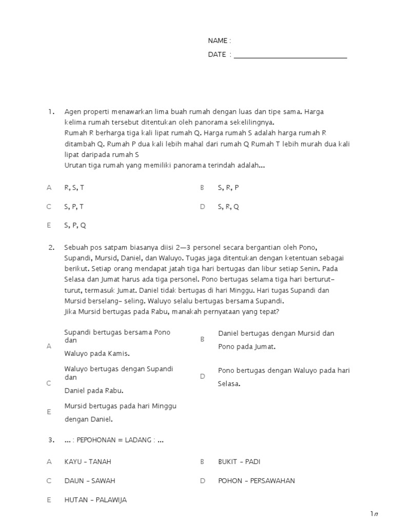 Soal Penalaran Umum | PDF