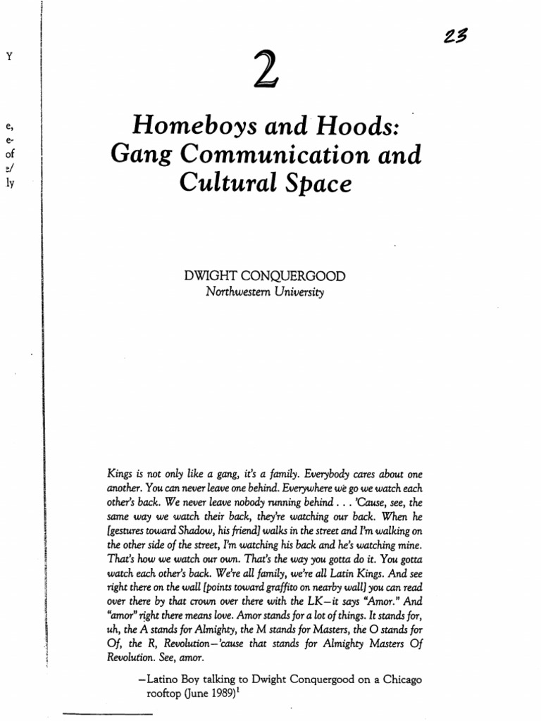 Conquergood. Homeboys and Hoods | PDF