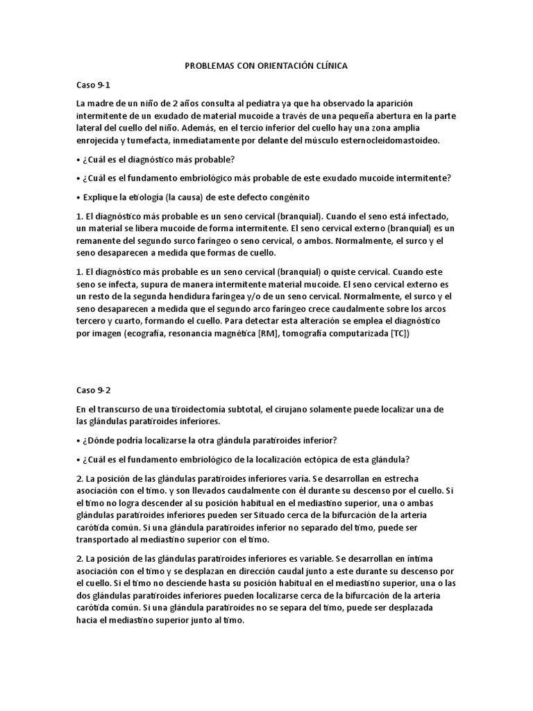 Problemas Con Orientación Clínica | PDF | Anatomía humana | Especialidades Medicas