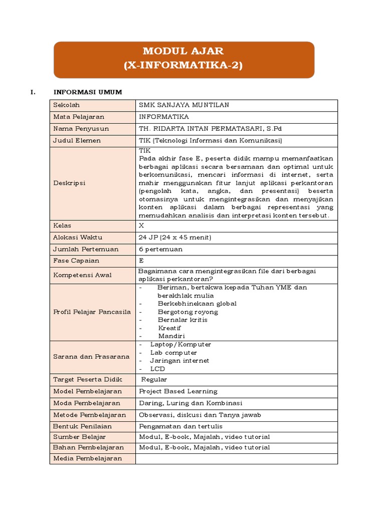 Modul Ajar Informatika 2-TP3 | PDF | Seni | Komputer