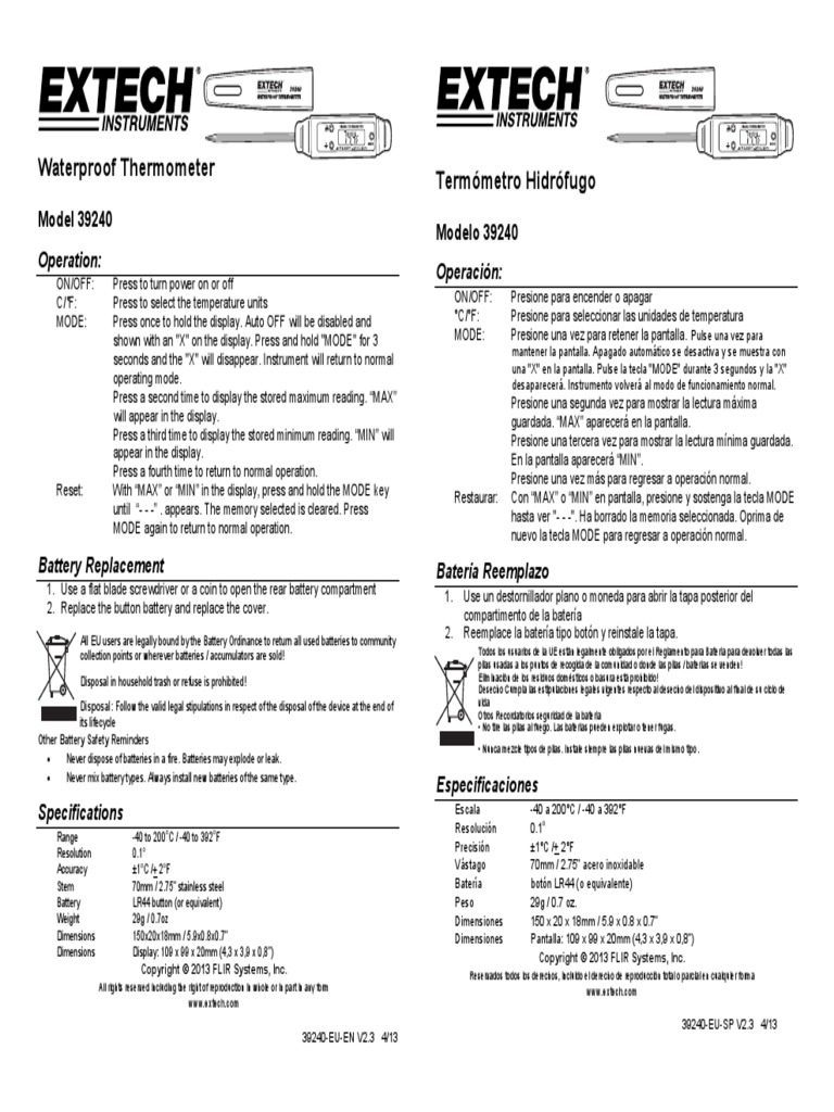 Termometro Extech 39240 | PDF
