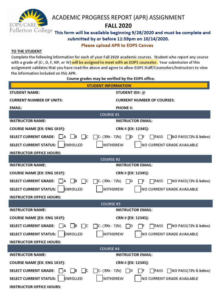 EOPS Academic Progress Report PDF | PDF