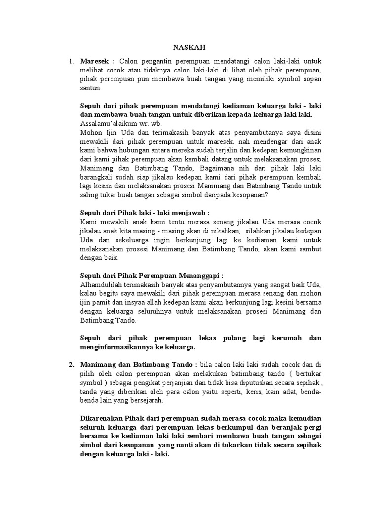 Prosesi Maresek dan Batimbang Tando | PDF