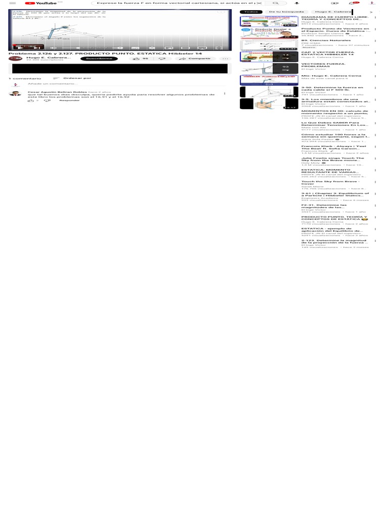 Problema 2.126 y 2.127. PRODUCTO PUNTO. ESTATICA Hibbeler 14 - YouTube ...