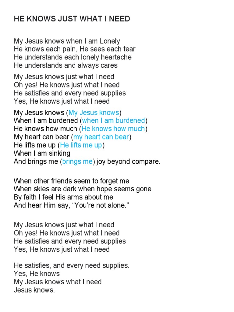 He Knows Just What I Need | PDF