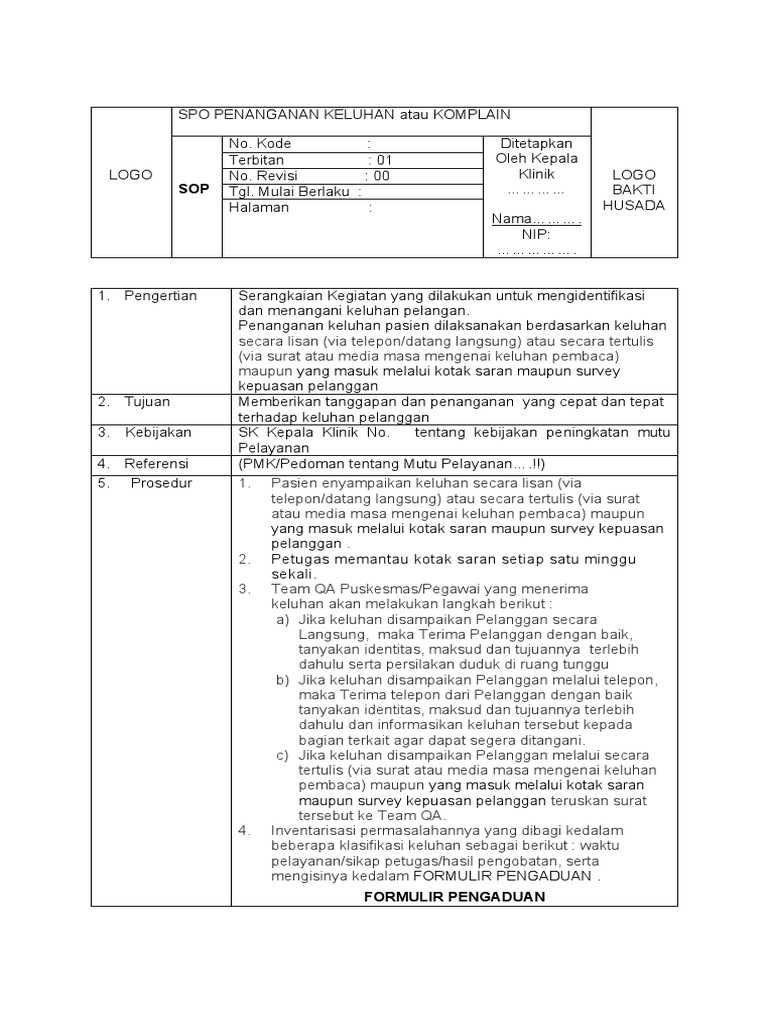 3.1.5.1 SPO Penanganan-Keluhan Atau Komplain | PDF